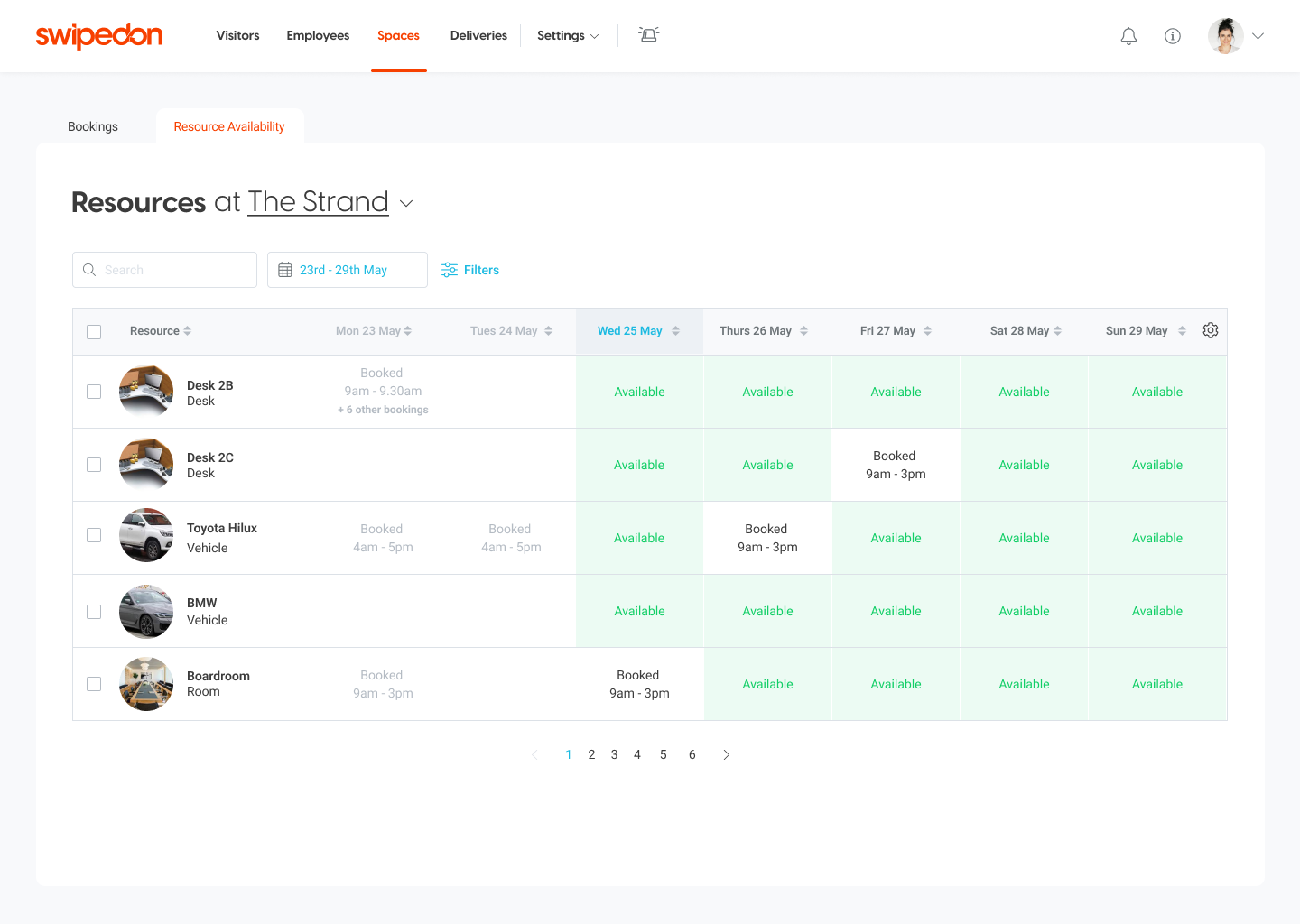 How to view resource availability in SwipedOn Spaces